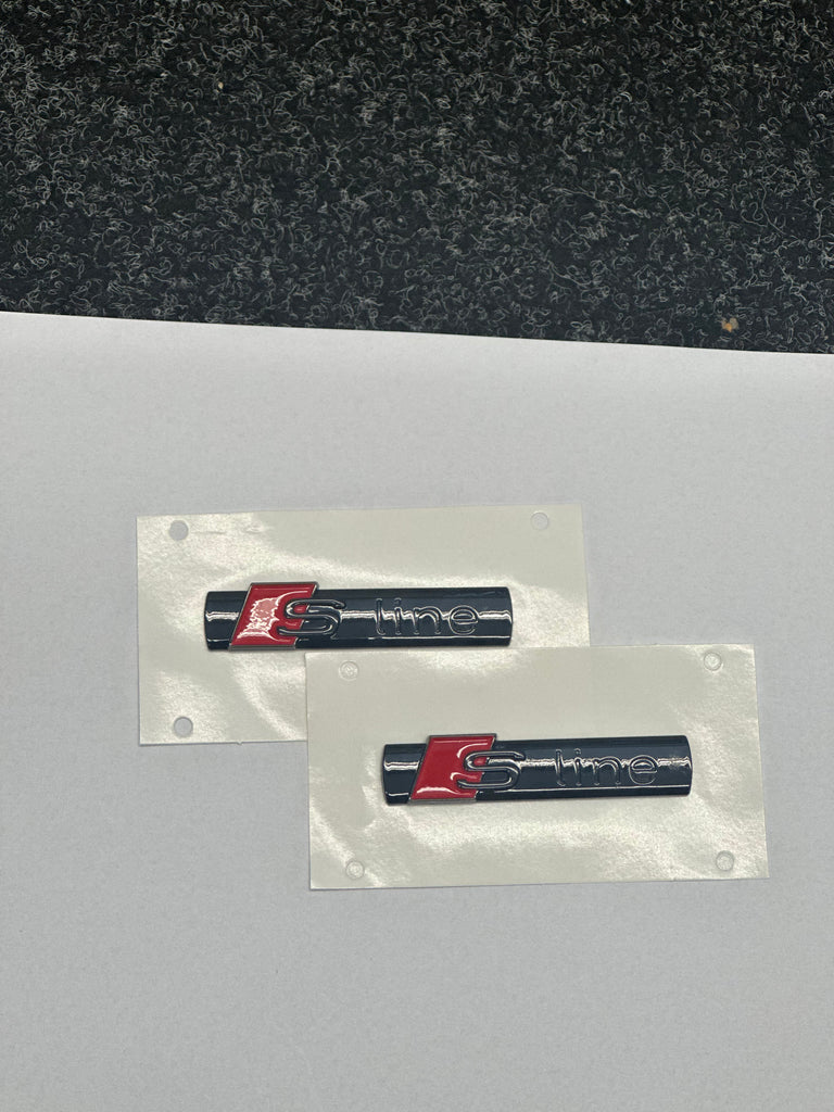 Audi S-Line Style Side Wing Badges x2 (Gloss Black)